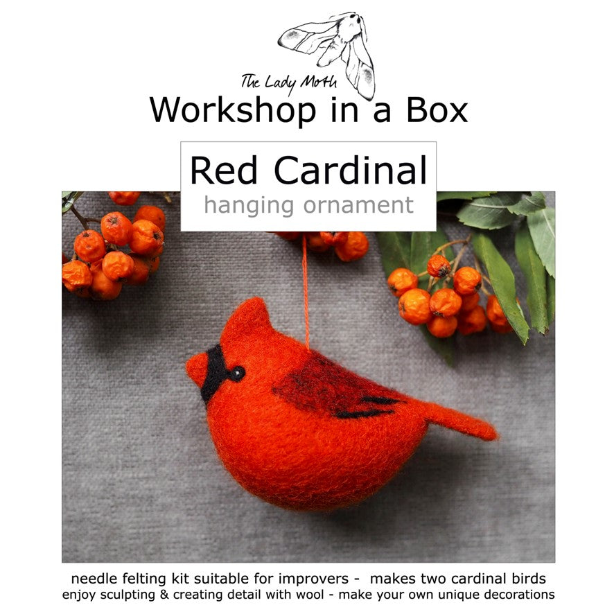 Workshop in a Box - Needle Felted Red Cardinal Ornament by The Lady Mo ...